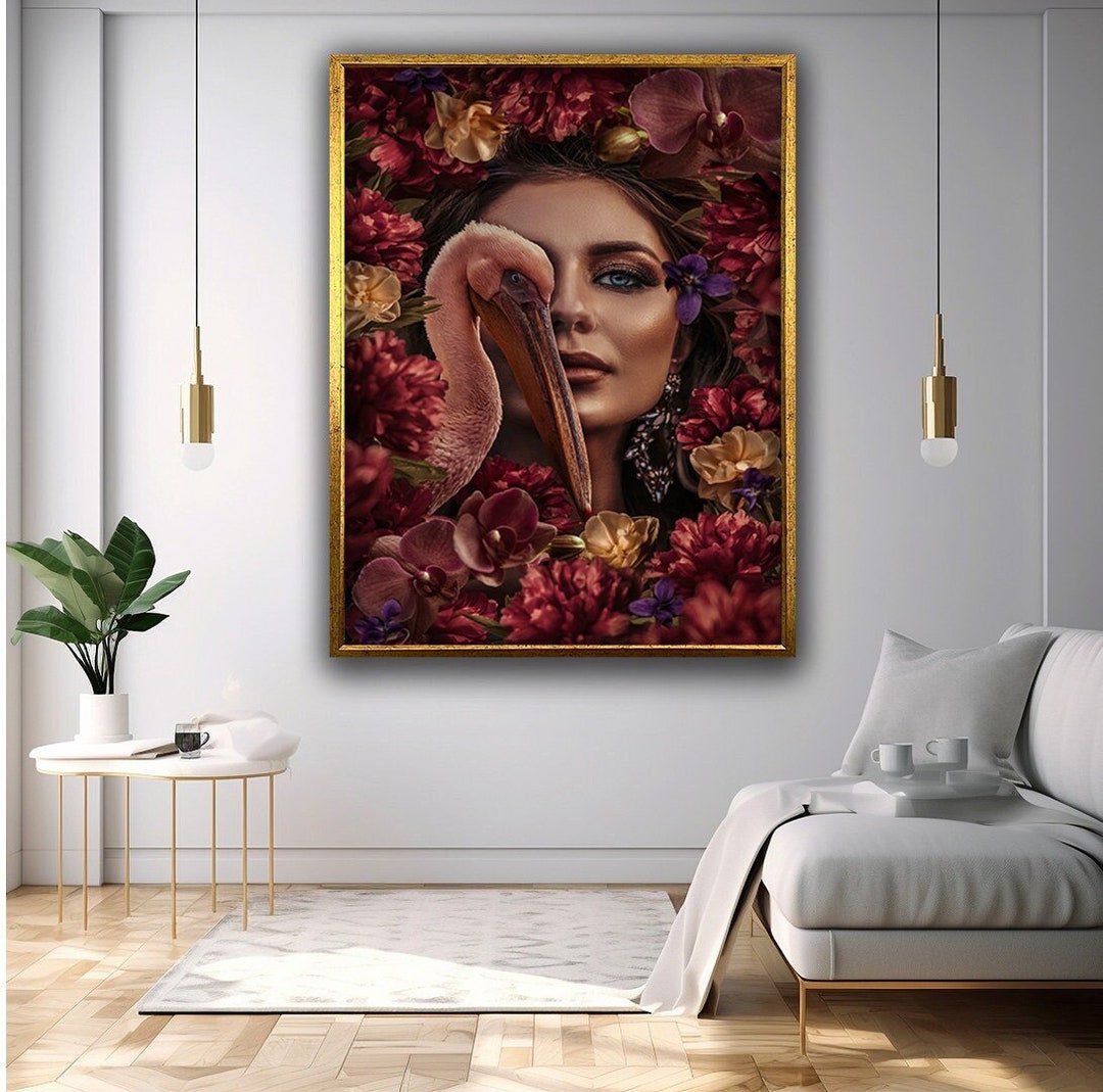 Pelican and Woman Canvas Print Art, Mother of Pelicans Canvas Print ...