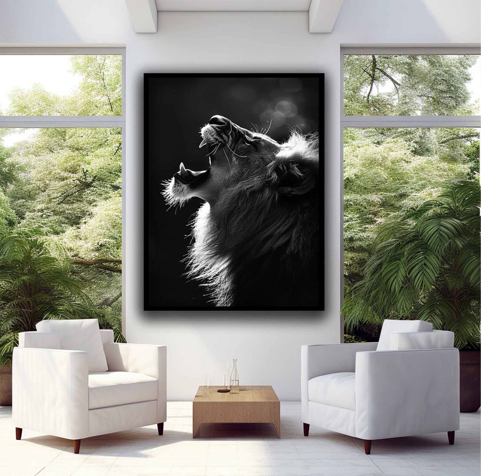 Maned Lion Canvas Painting, Lion Canvas Painting Modern Wall Decoration ...