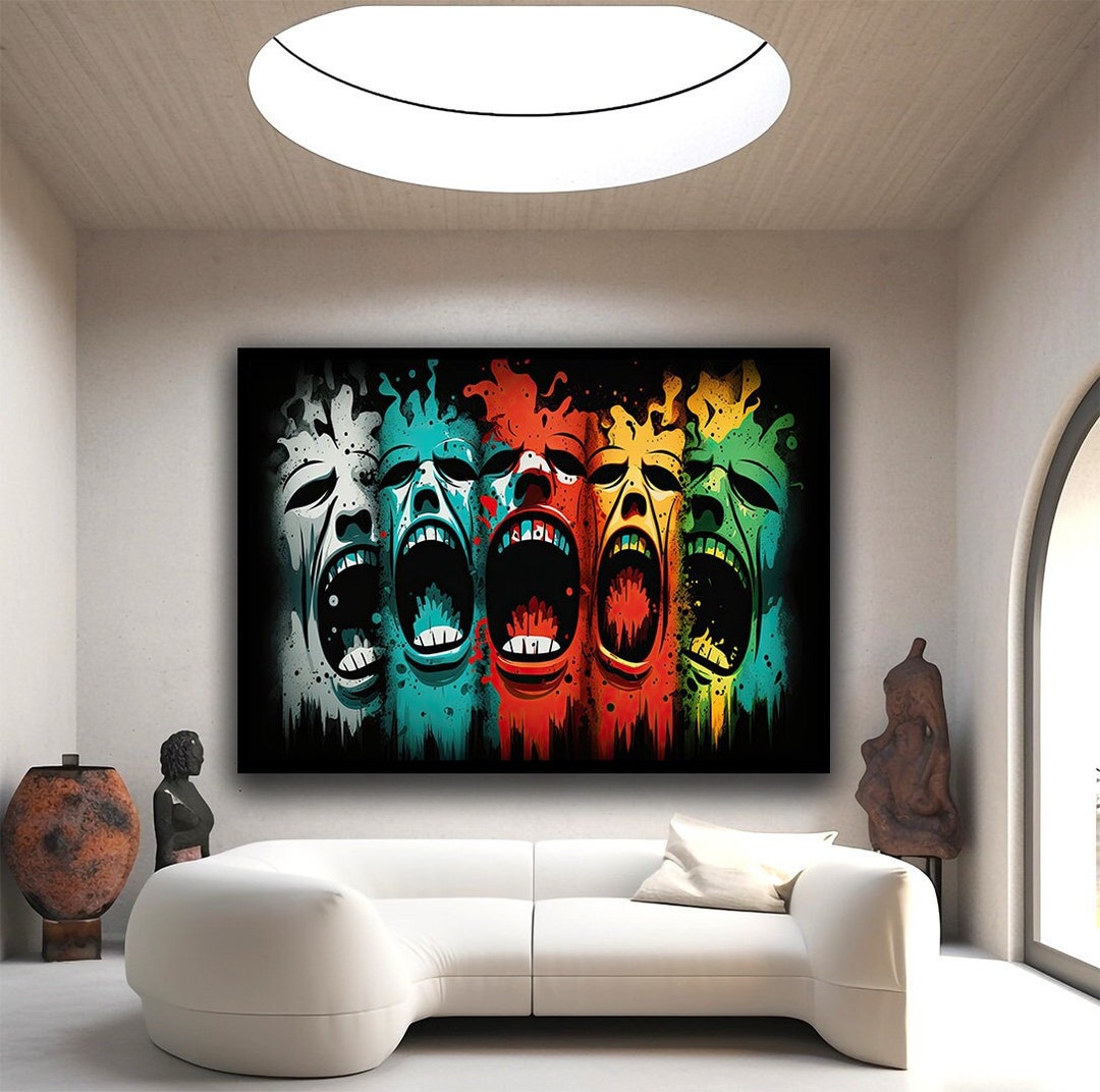 Abstract Faces Canvas Print Art, Colorful Faces Canvas Print Ready to ...