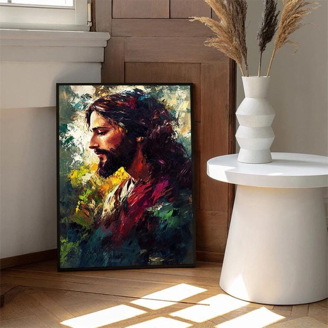 Jesus Portrait, Abstract Colorful Jesus, Peace Be Upon You, Jesus Wall ...
