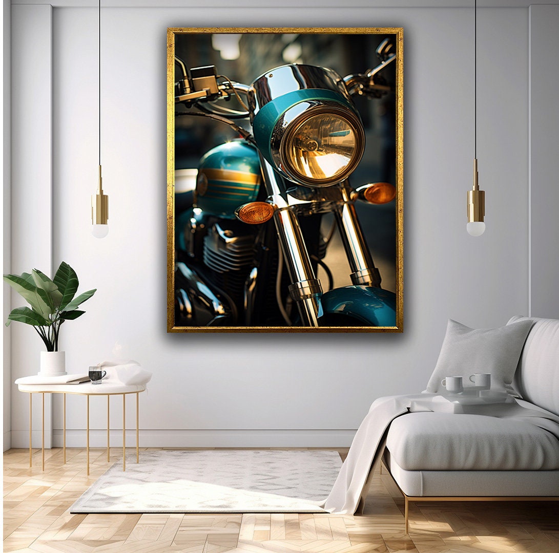Nostalgia Motorcycle Canvas Painting, Hangable Gift Canvas Painting ...