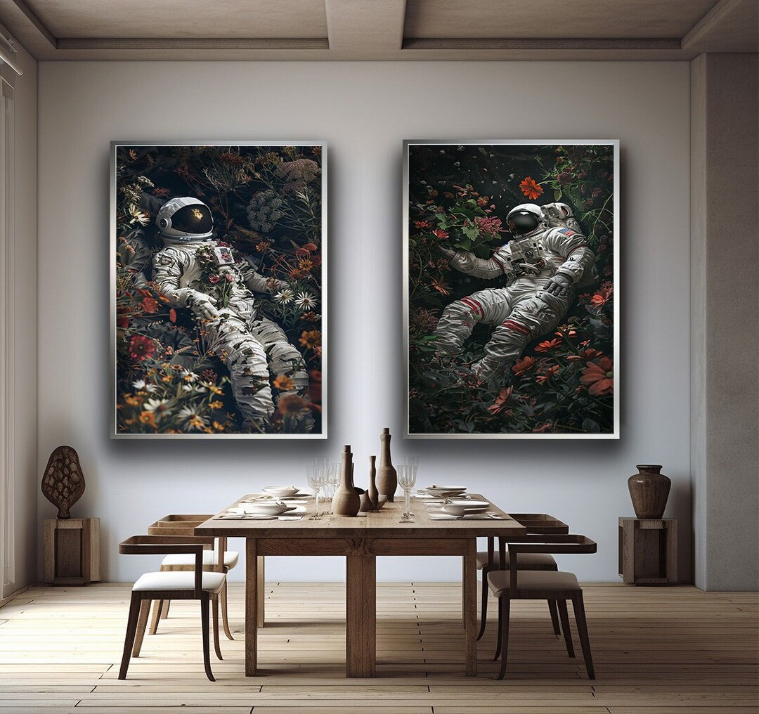 Cosmic Astronaut Art Set, Surreal Space - Nature Canvas Prints ...