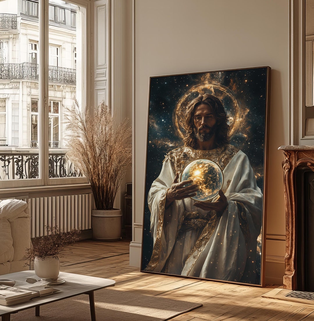 Jesus Christ Creation Canvas Art - Cosmic Religious Wall Decor, Divine ...