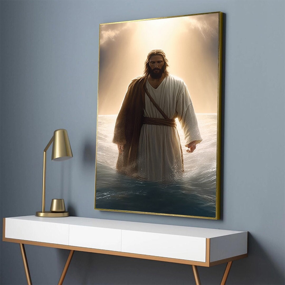 Jesus Christ in the River Wall Decor, Jesus in the Water Print Art ...