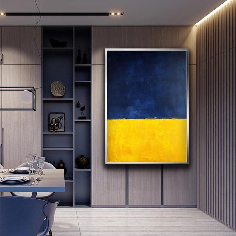 Mark Rothko-inspired Minimalist Canvas Bold Blue and Yellow Abstract ...