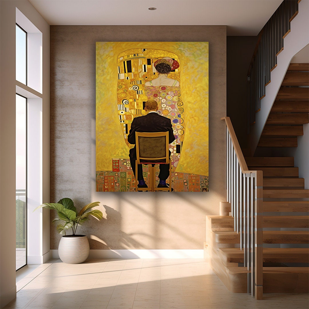 Gustav Klimt Style Canvas Print, Yellow Gustav Klimt Canvas Print Ready ...