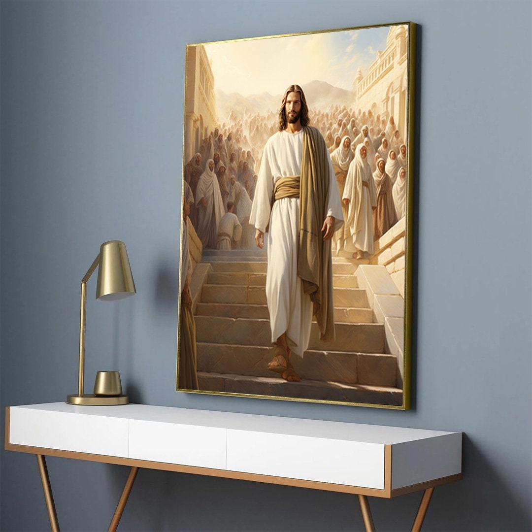 Young Jesus Christ Wall Decor, Jesus on the Stairs Print Art ...