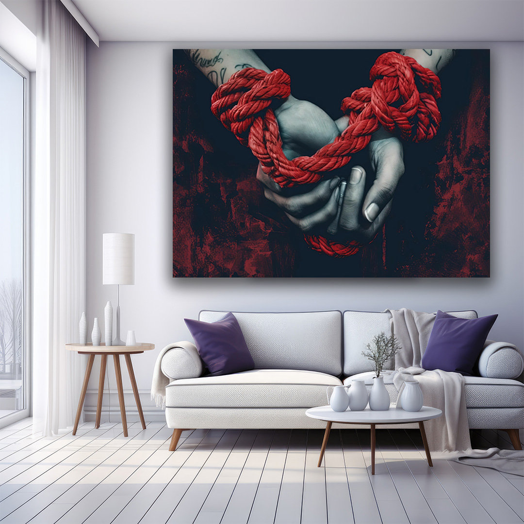 Red Rope Canvas Print Art, Valentine's Day Gift, Tied Woman Canvas ...