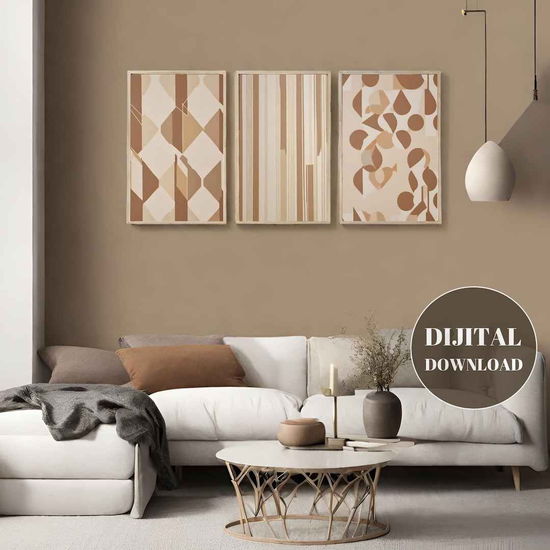 Wall Art Set of 3, Geometric Patterns Wall Decor, Linear Wall Art ...