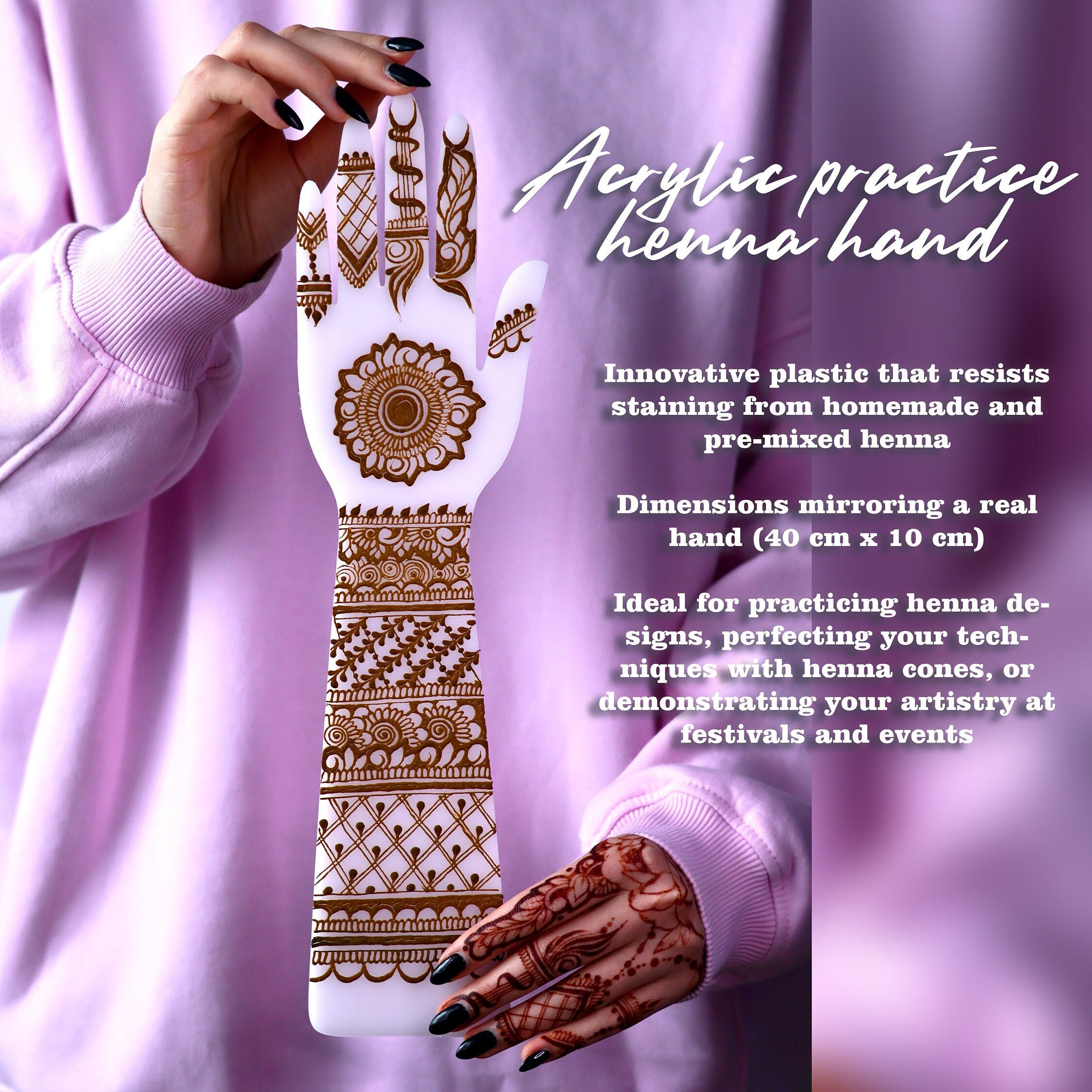Reusable Henna Hand Acrylic Plastic Template for Mehendi Heena Beginner ...