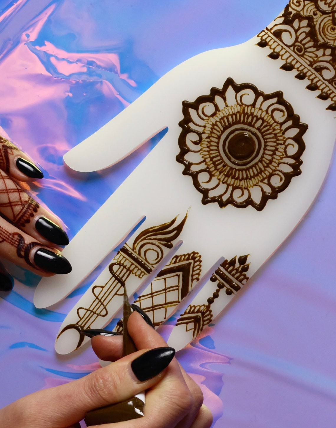 Reusable Henna Hand Acrylic Plastic Template for Mehendi Heena Beginner ...