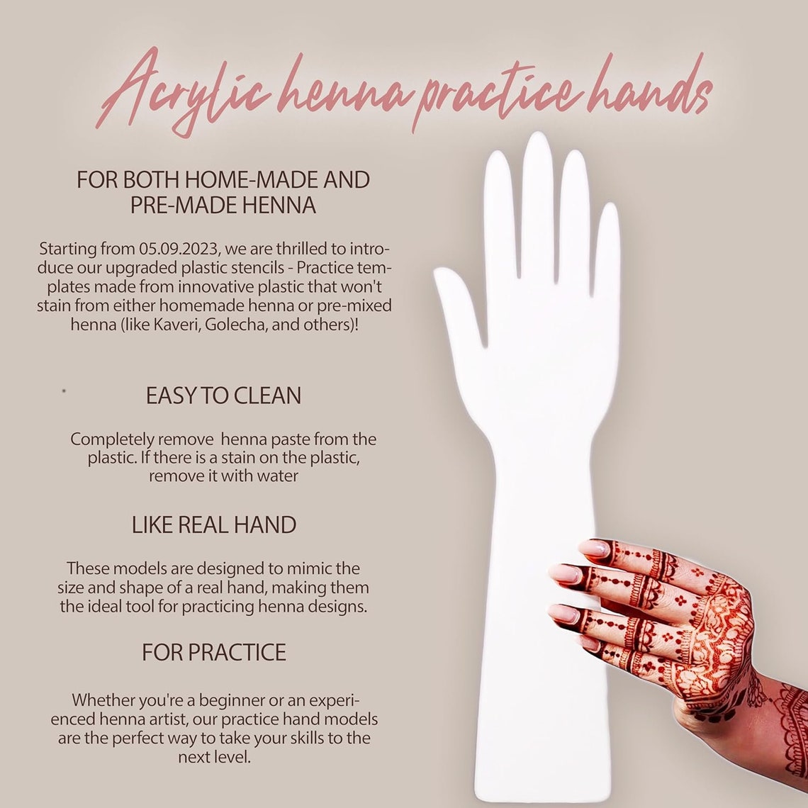 Reusable Henna Hand Acrylic Plastic Template for Homemade Henna ...