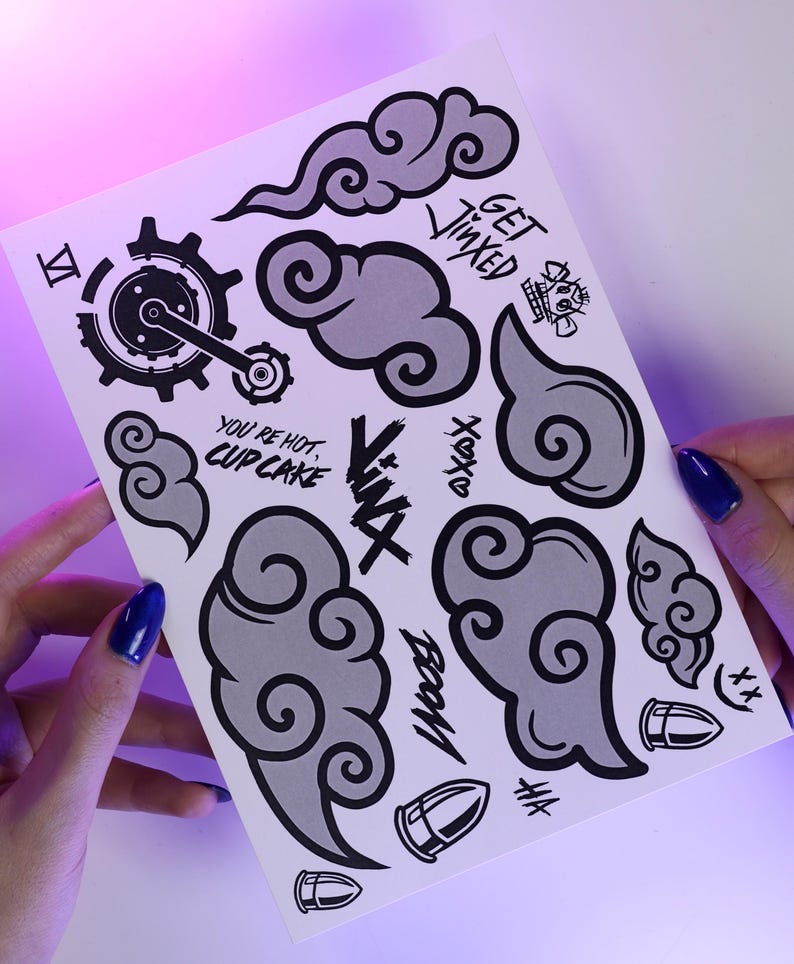 Arcane Tattoo - Jinx Temporary Tattoo Merch, Vi Tattoo Cosplay, LOL ...