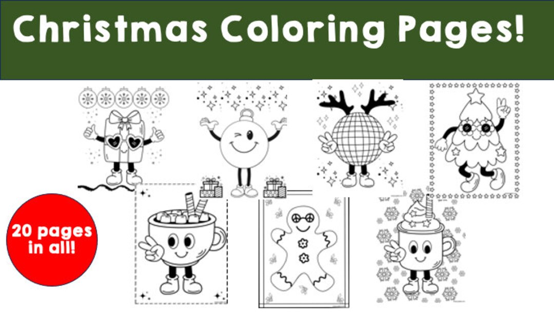 Christmas Coloring Pages Instant Download, Printable Holiday Coloring ...