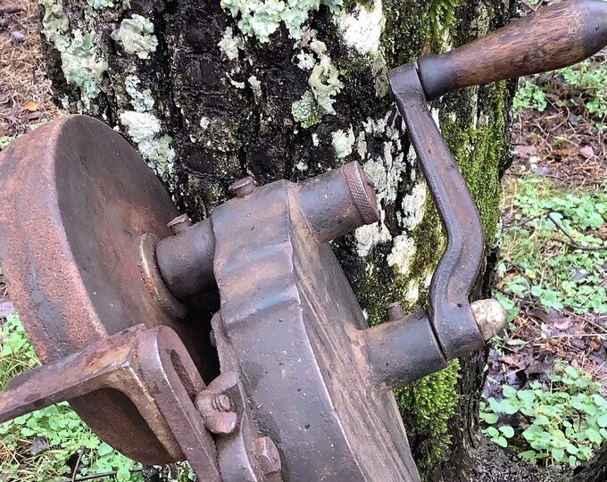 Antique Hand-crank, Clamp-on Grinder Old Tool Sharpening Device With ...