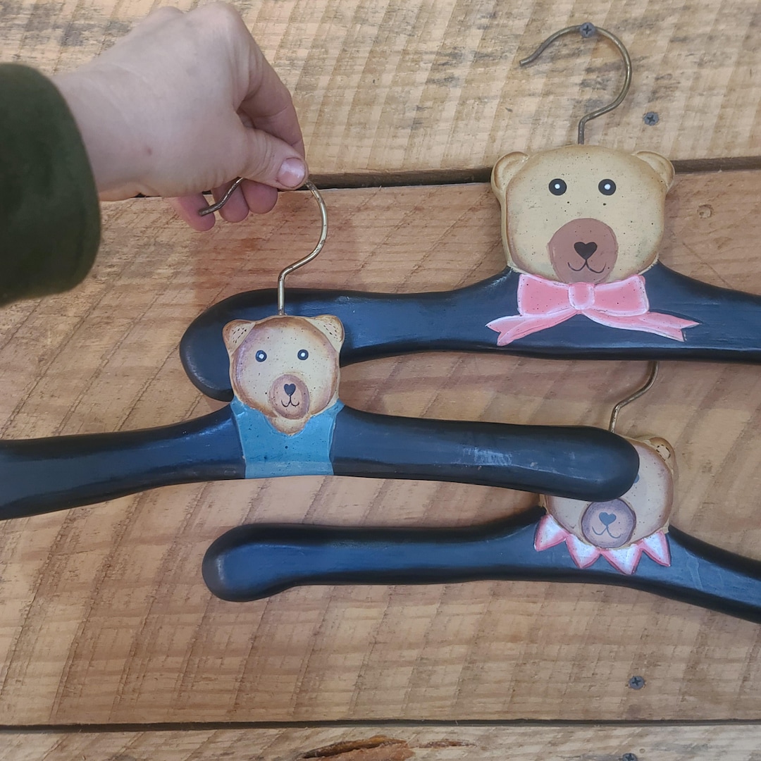 Set of 3 Vintage (1980s-90s) Wooden Bear Hangers- Momma, Daddy & Baby ...