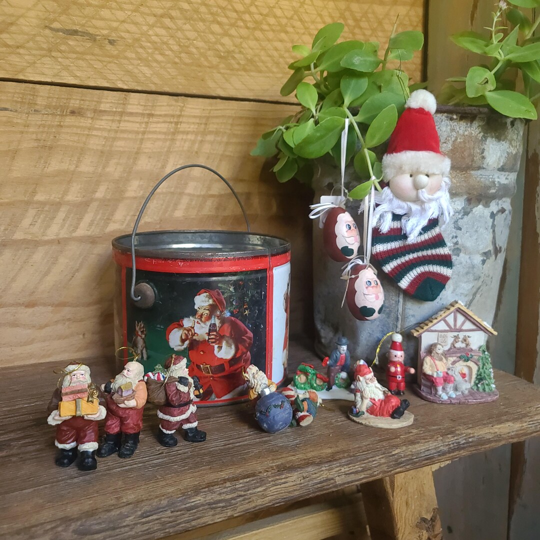 Set of 12 Vintage (early 90s) Santa Christmas Ornaments With Antique ...
