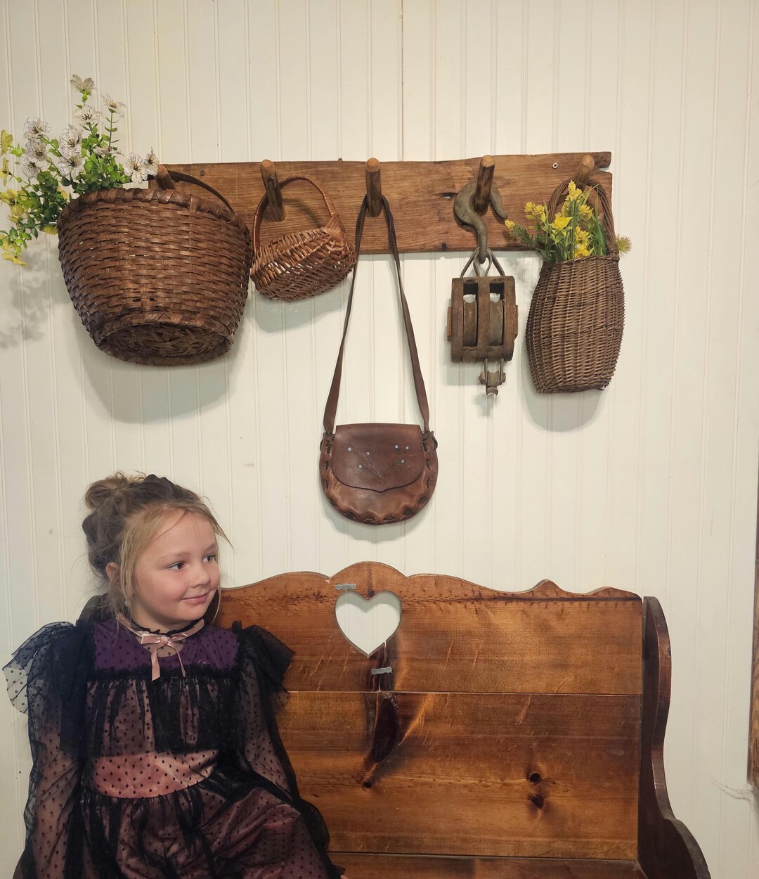 2.5 Ft. Long! Primitive Style Coat Rack/herb Drier/hanger or Peg Rack ...