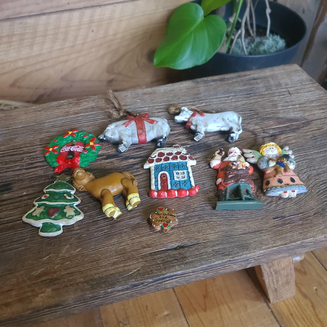 Set of 9 Vintage Christmas Magnets & Ornaments- Rustic/country Decor ...