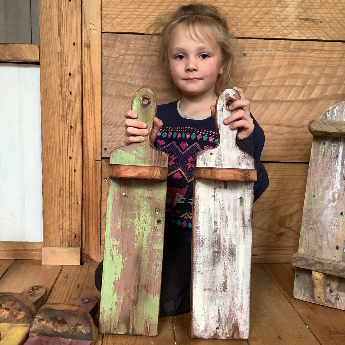 19x4.5 Inch Primitive Style Utensil Holder Board Made With Reclaimed ...