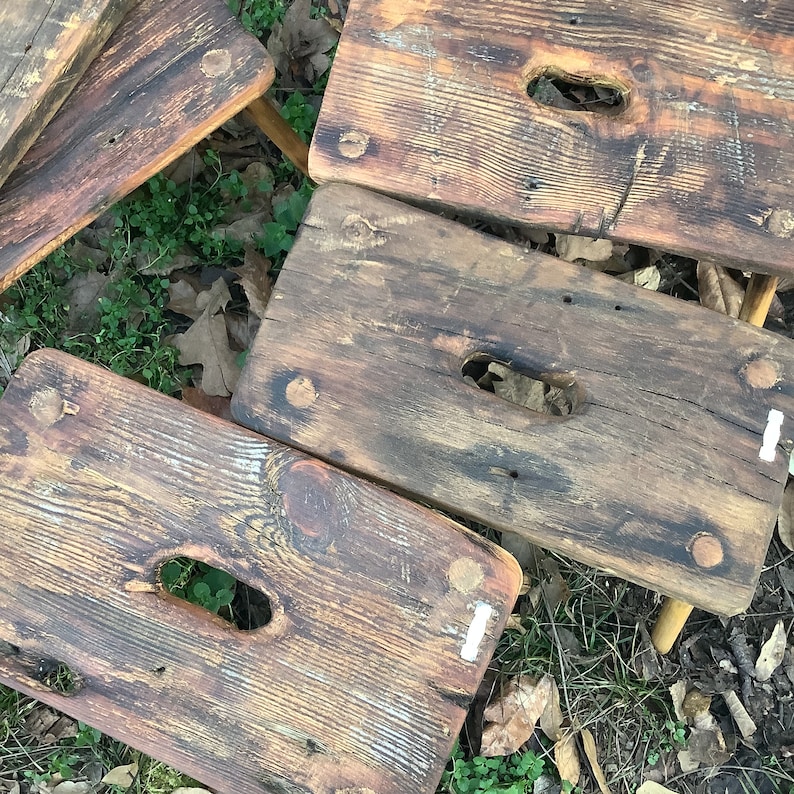 Primitive Handmade Wooden Milking Stool Reclaimed Barn Wood Stool Old ...