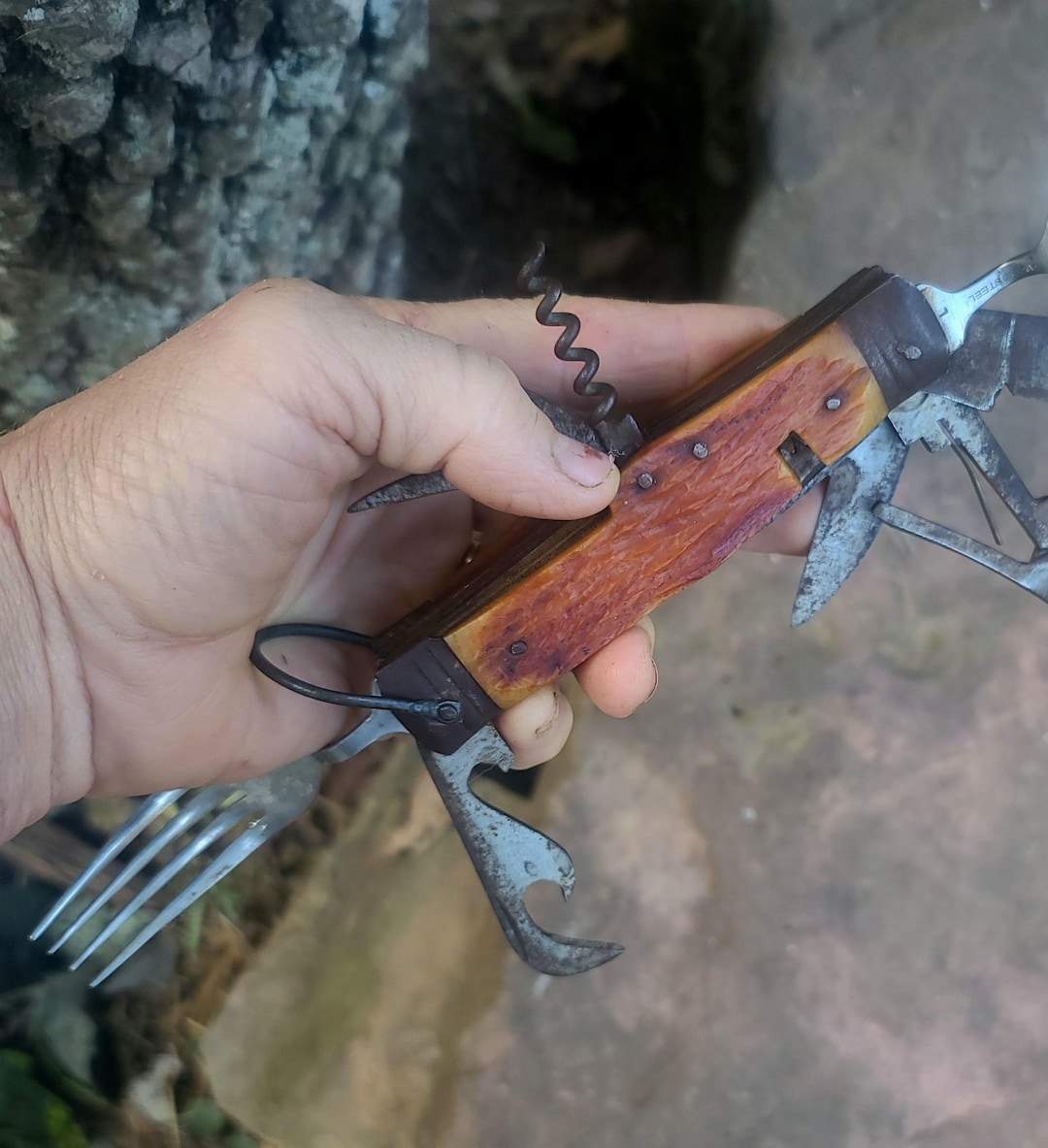 A Vintage Camping/survivalist Knife 10-in-one swiss Army Type Style ...