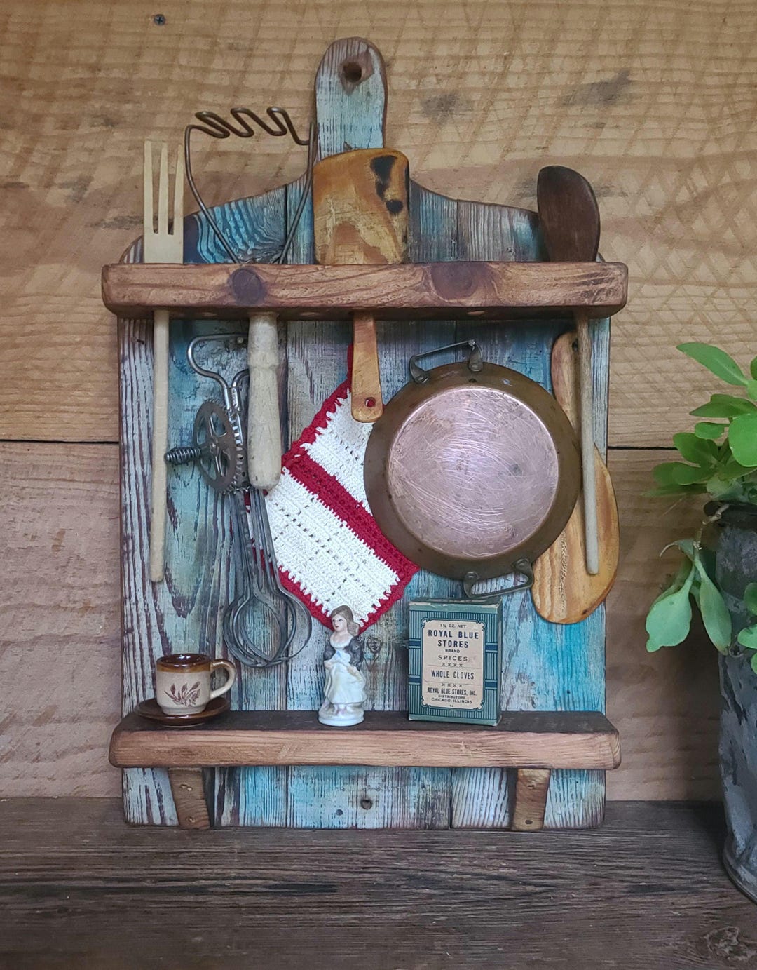 Antique Kitchen Utensils & Utensil Board (23x15)- 12 Items in All ...