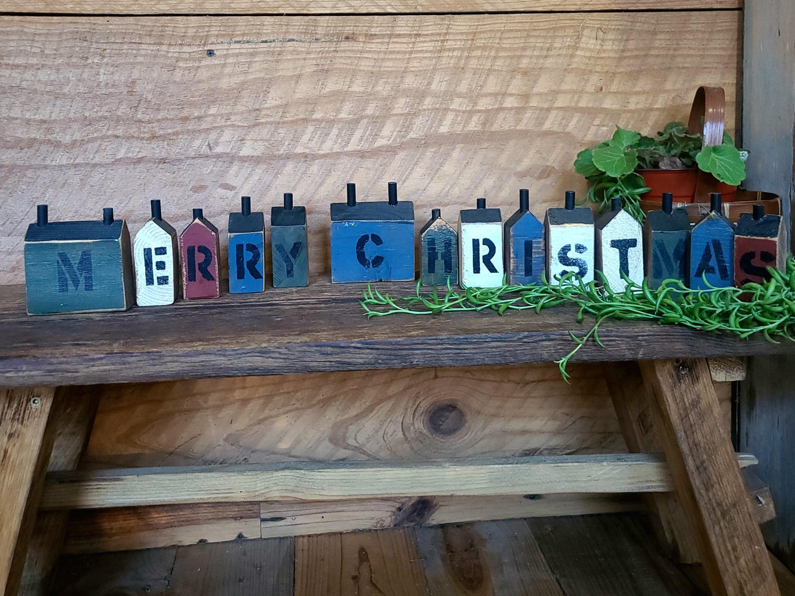 Merry Christmas Sign- Vintage From the 1990s- Wooden Blocks in the ...