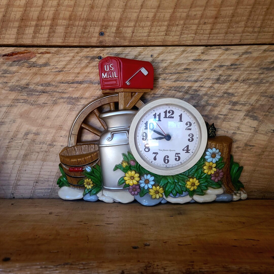 A Vintage (1980s) Colorful Wall Decor Clock- Country Styled Wall Clock ...