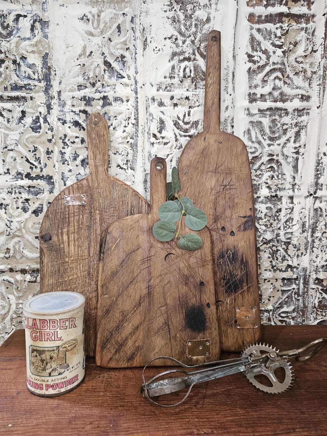 SET OF 3 OAK- Size Small/medium! Primitive/rustic Hand-made Cutting ...