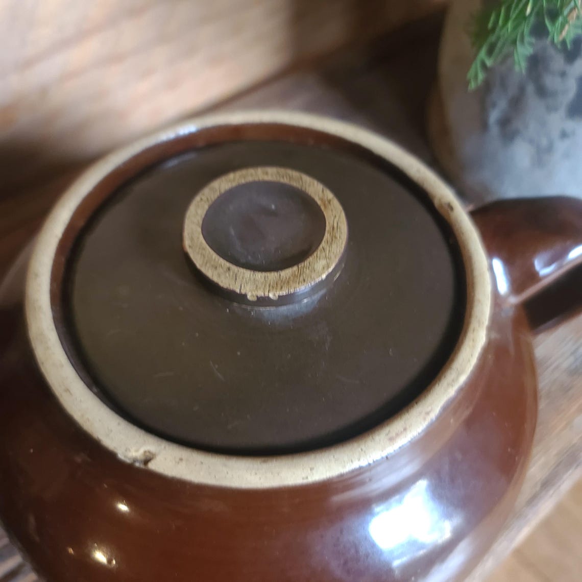 Primitive Style Brown Crock Pot- 2 Quarts- Old Bean Crock With #2 ...
