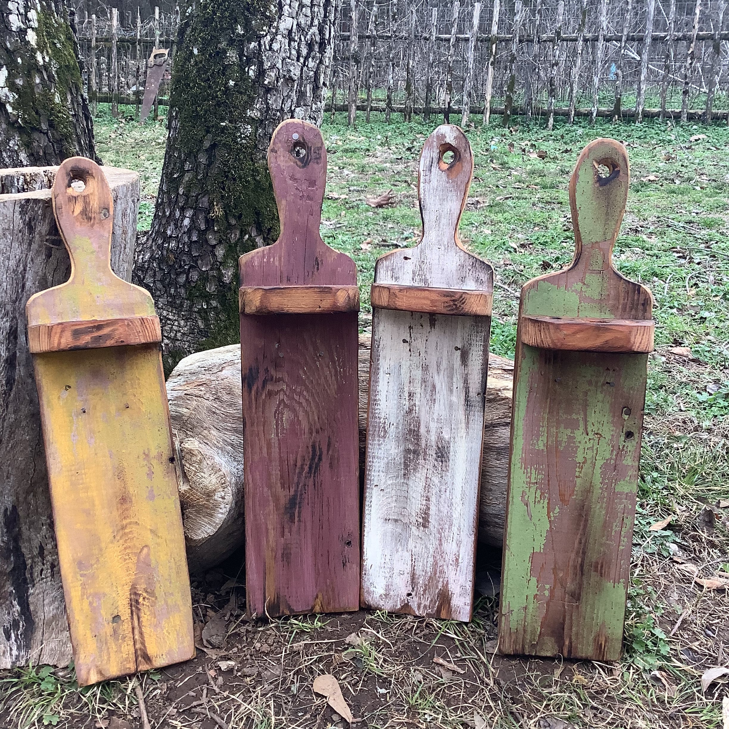 19x4.5 Inch Primitive Style Utensil Holder Board Made With Reclaimed ...