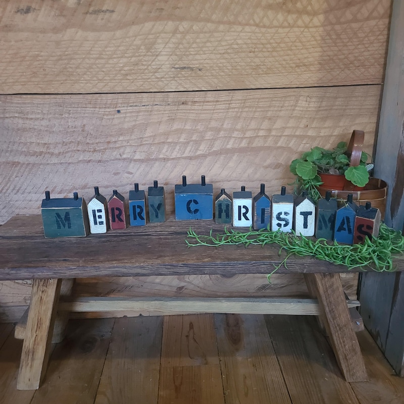 Vintage Wooden House Blocks - Etsy
