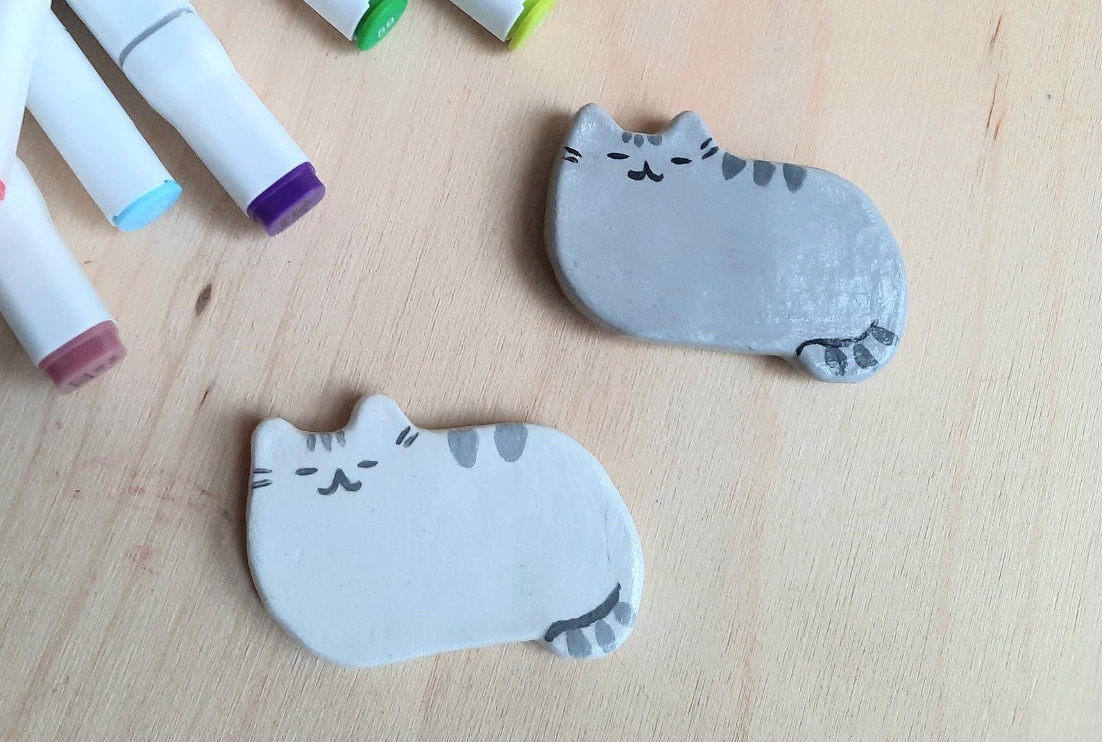 Pusheen Cat Inspired Magnet, Catto, Fat Gray Cute Cat, Ceramic Funny ...
