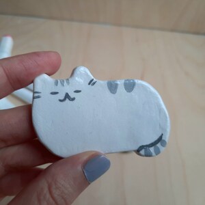 Pusheen Cat Inspired Magnet, Catto, Fat Gray Cute Cat, Ceramic Funny ...