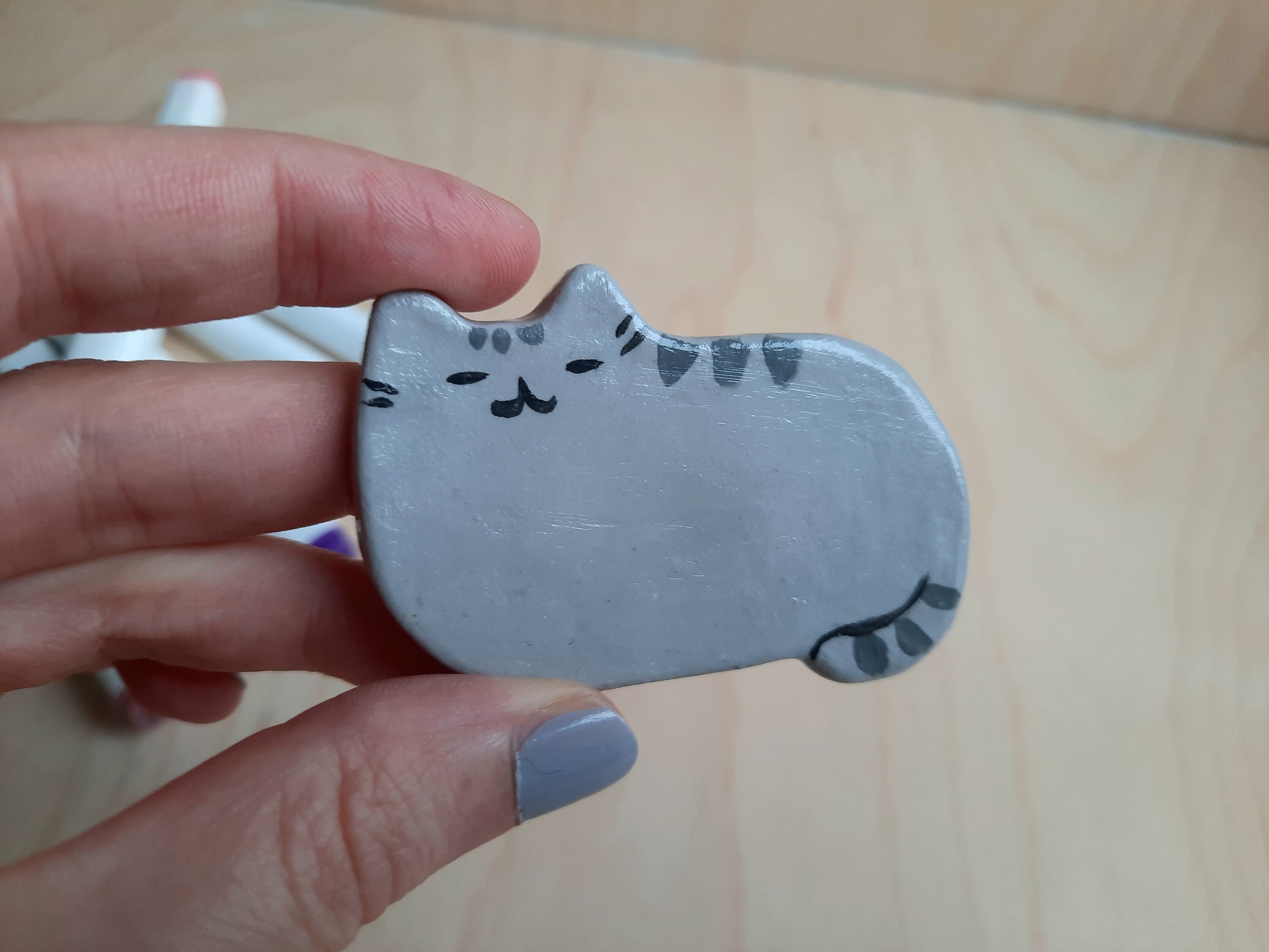 Pusheen Cat Inspired Magnet, Catto, Fat Gray Cute Cat, Ceramic Funny ...