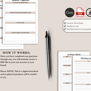 Gratitude Planner for Daily Reflection, Mindfulness Journal, Thankful ...