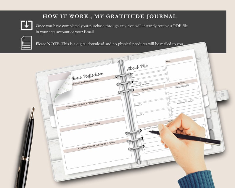 Gratitude Planner for Daily Reflection, Mindfulness Journal, Thankful ...