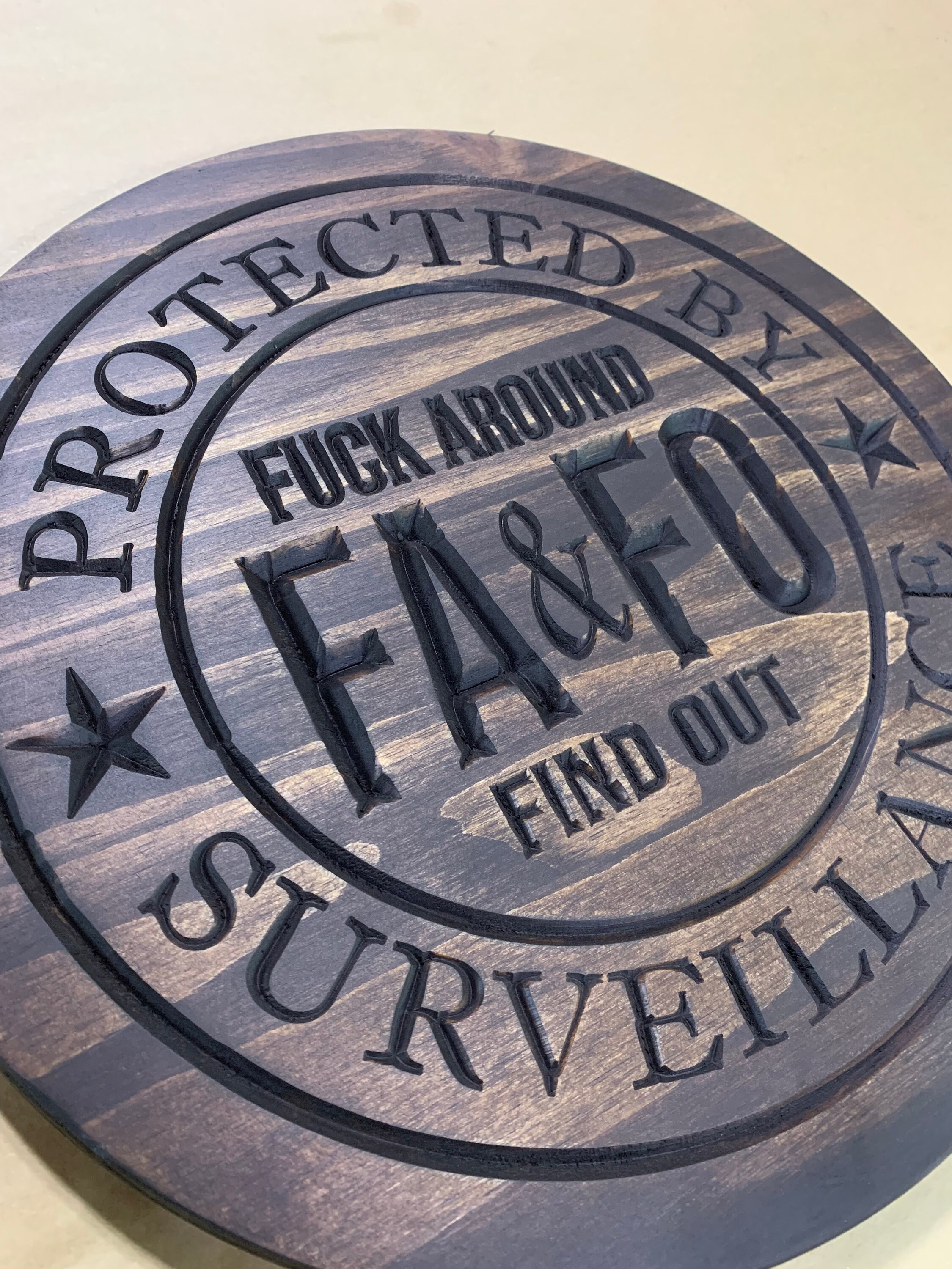 Protected by FAFO Surveillance Engraved Wood Sign - Etsy