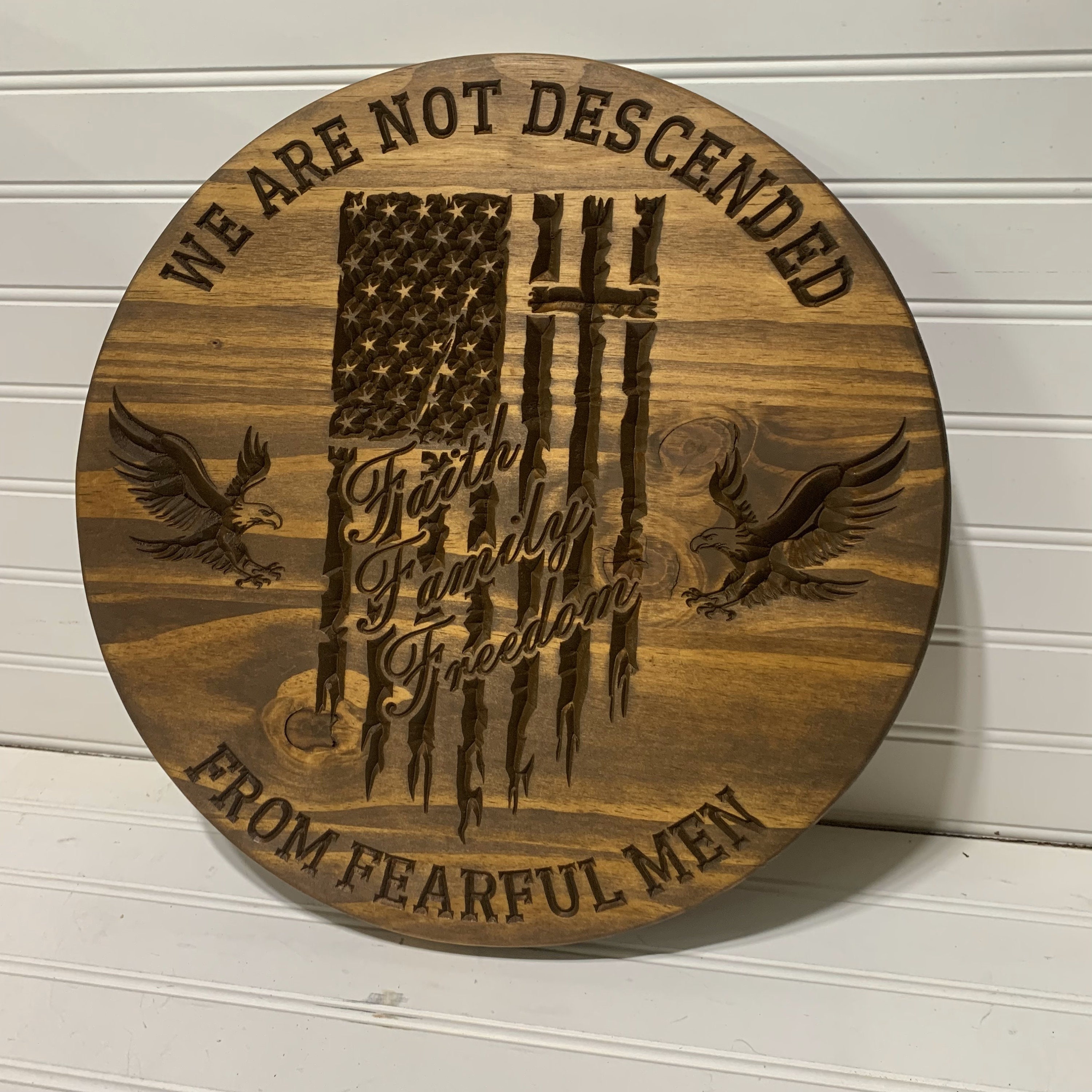 We Are Not Descended From Fearful Men Faith Family Freedom Wood Sign ...