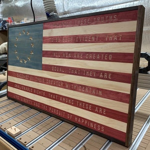 Declaration Engraved USA Flag With Frame - Etsy