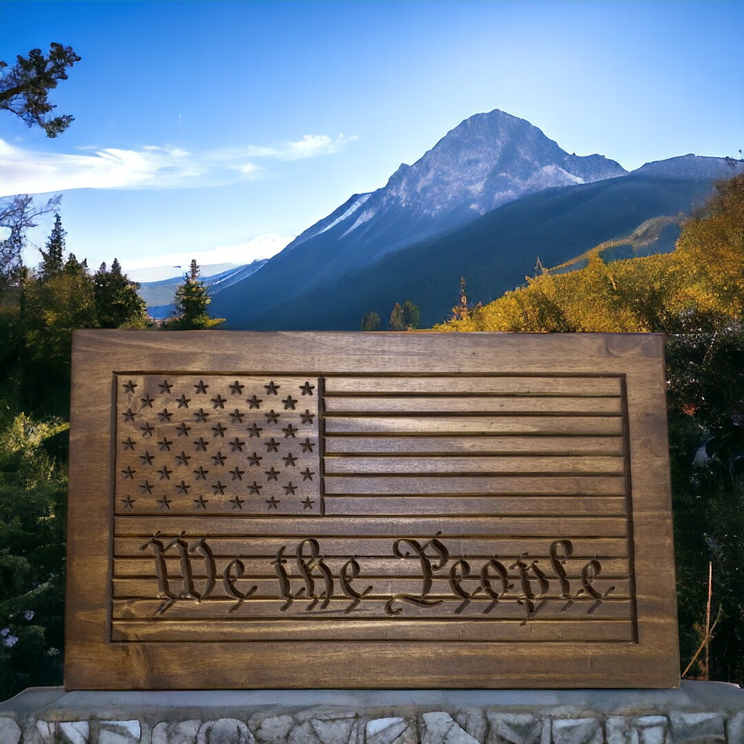 America Flag We the People Engraved Sign / Plaque Wall Decor - Etsy