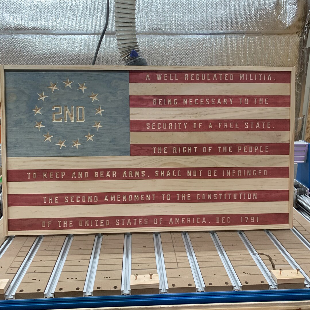 2nd Amendment Engraved USA Flag With Frame - Etsy