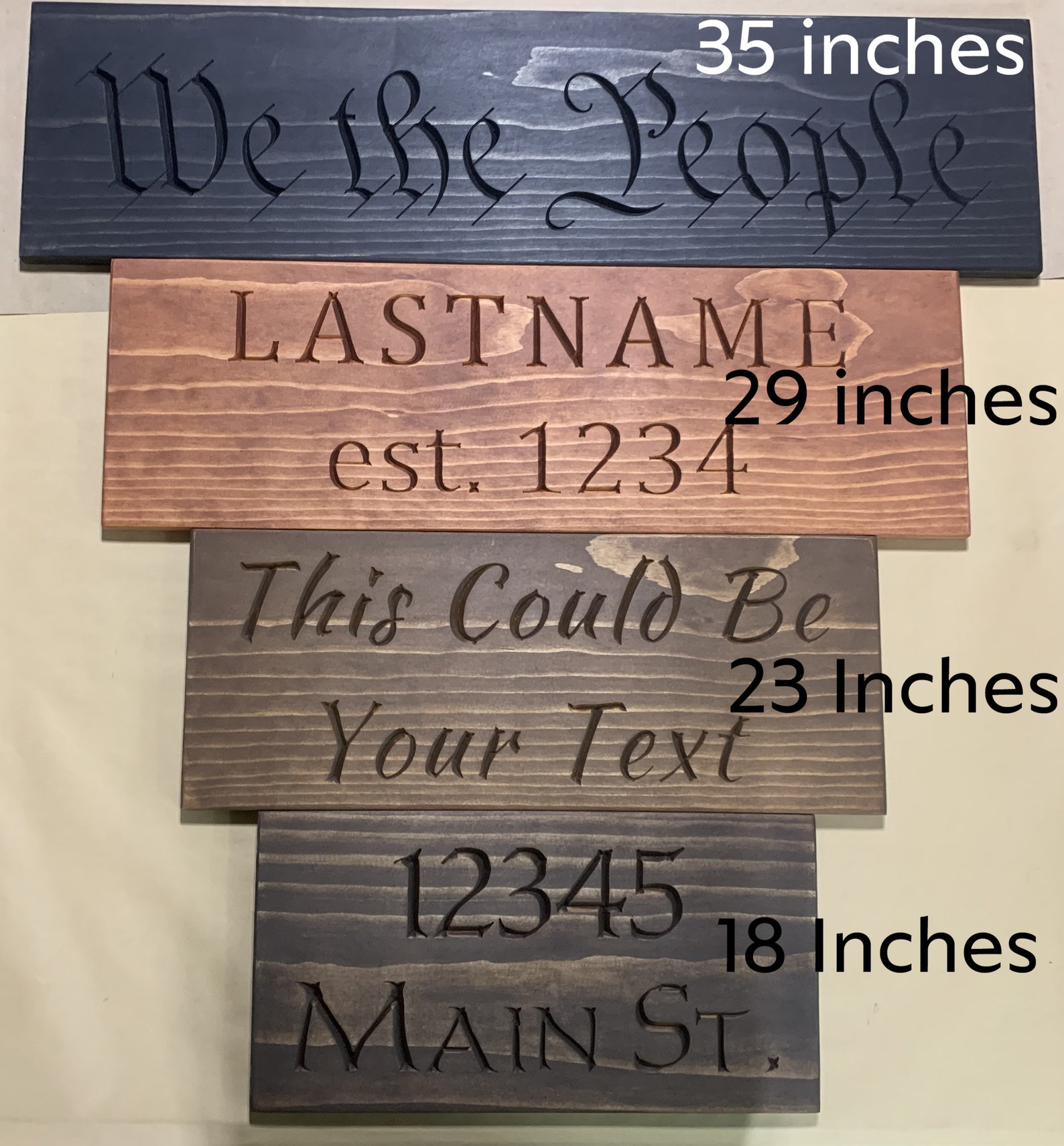 Personalized Text Engraved Wood Sign Stained Lettering Any Text Your ...