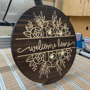 Welcome Home Flowers Engraved Sign - Etsy