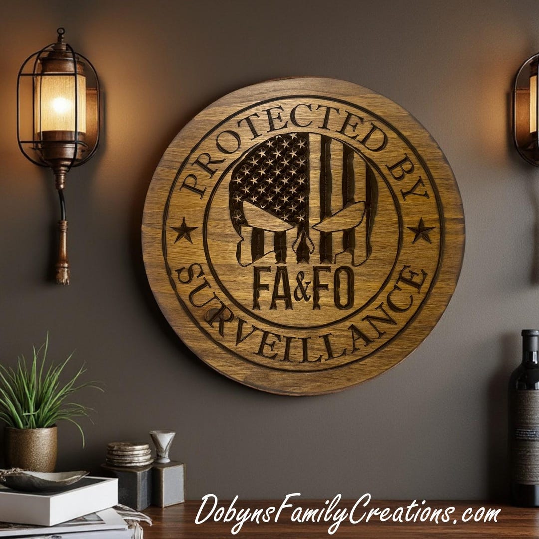 Protected by FAFO Surveillance Wood Sign Man Cave Wall Decor Wall Art ...