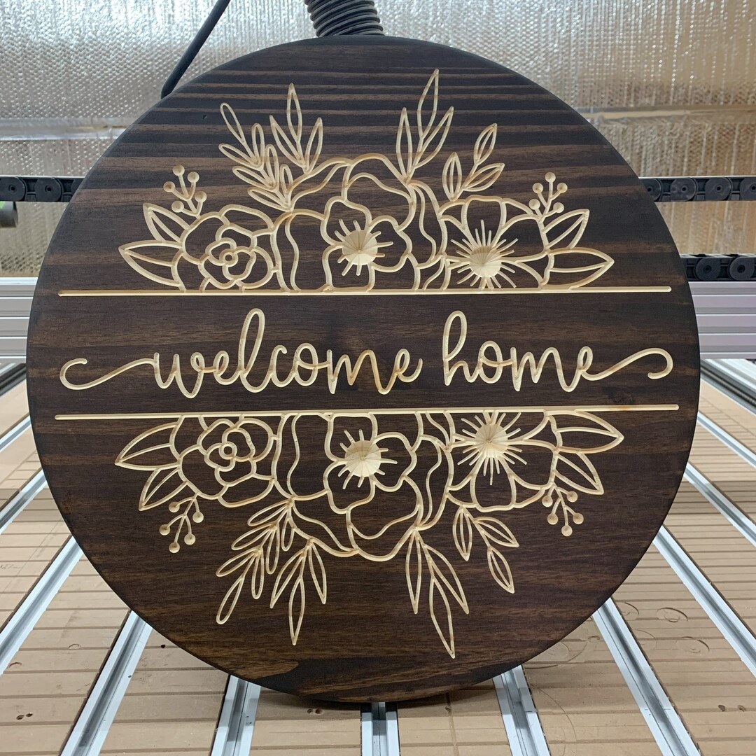 Welcome Home Flowers Engraved Sign - Etsy