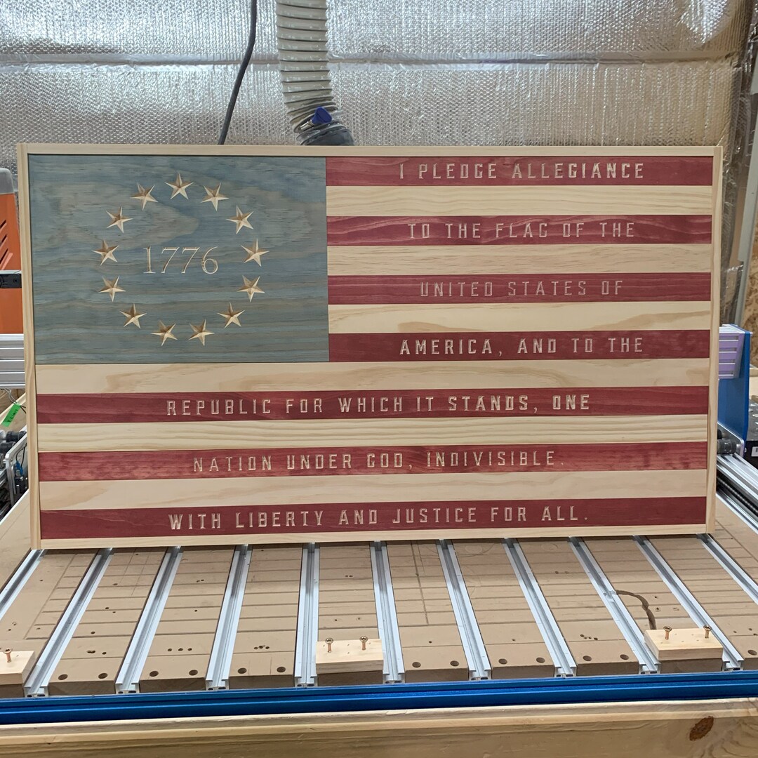 Pledge Allegiance Engraved USA Flag With Frame - Etsy