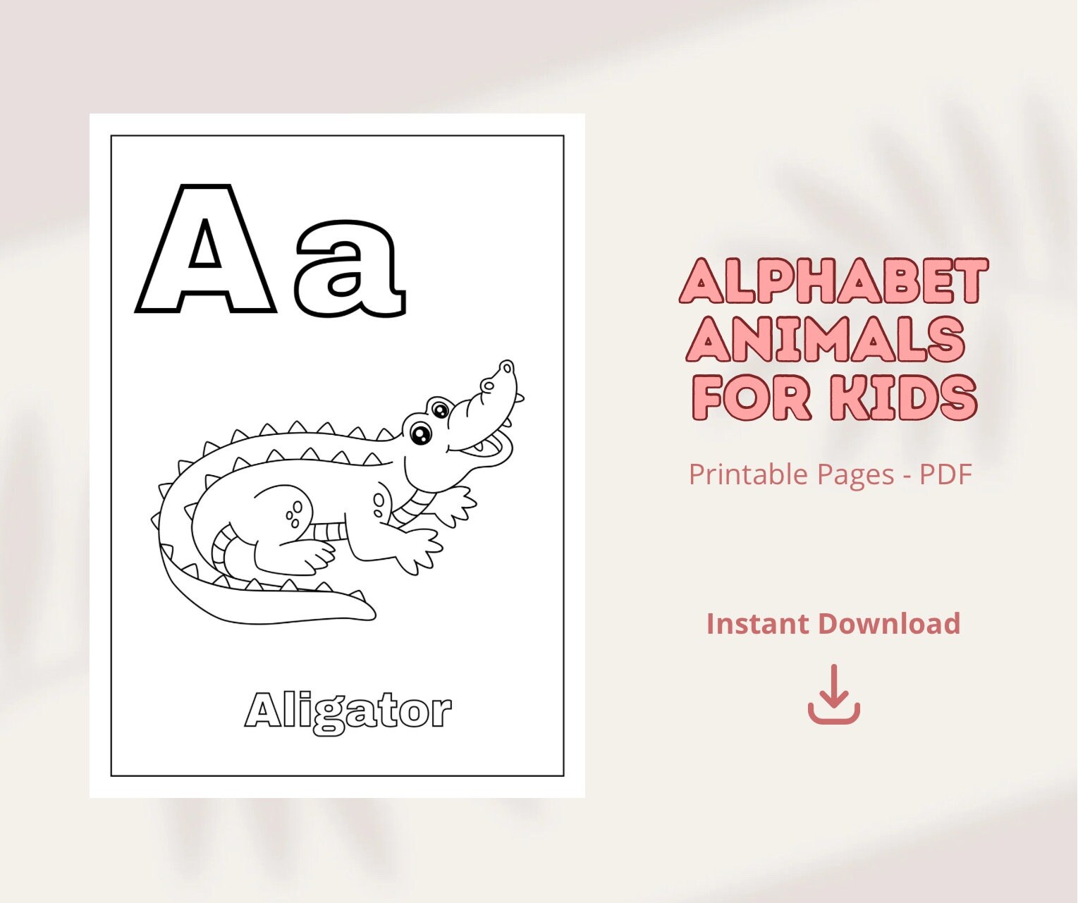 Alphabet Animals Printable Kids Coloring Pages for Home & - Etsy