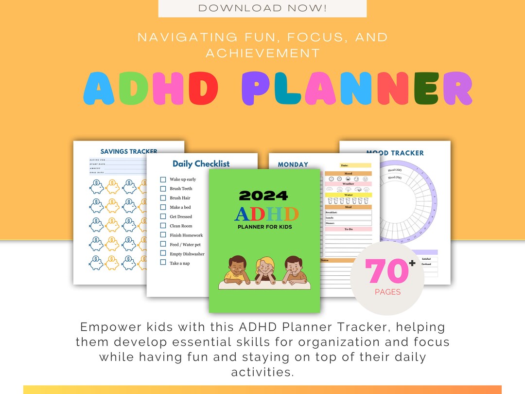 Kids ADHD Planner Printable /children ADHD Planner Colorful Organizer ...